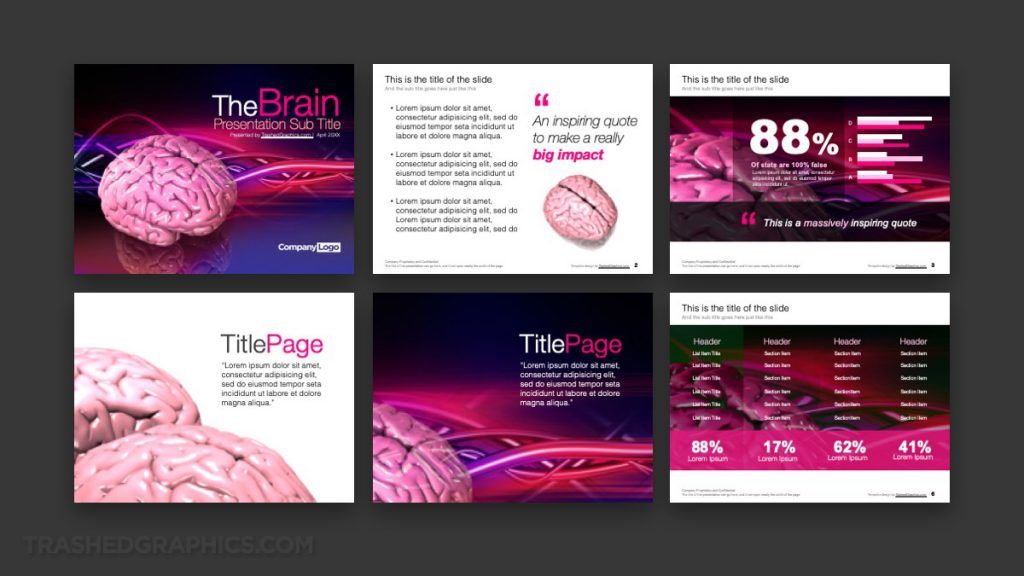 Visually stunning 6-page brain PowerPoint template – TrashedGraphics