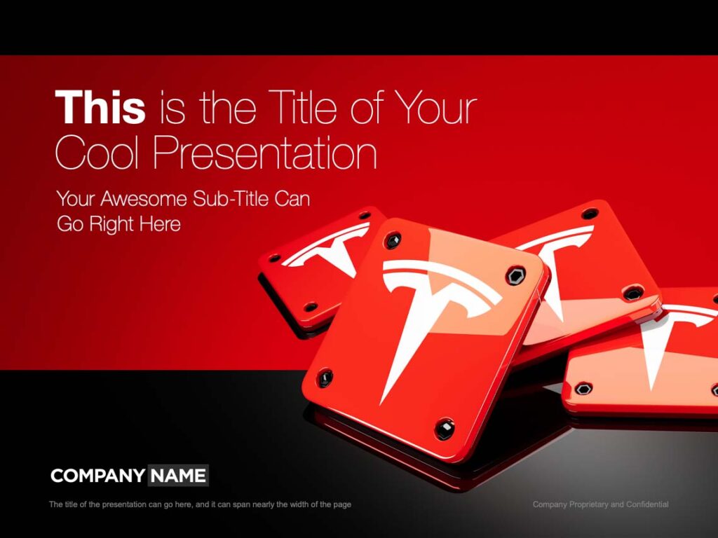 Tesla PowerPoint template with 3D Tesla logos – TrashedGraphics